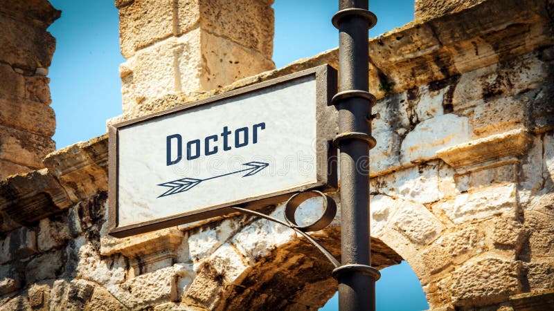 Street Sign to Doctor stock photo. Image of signpost - 182031014