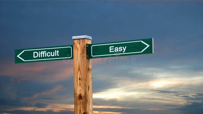 Street Sign To Easy Versus Difficult Stock Image - Image of shield ...