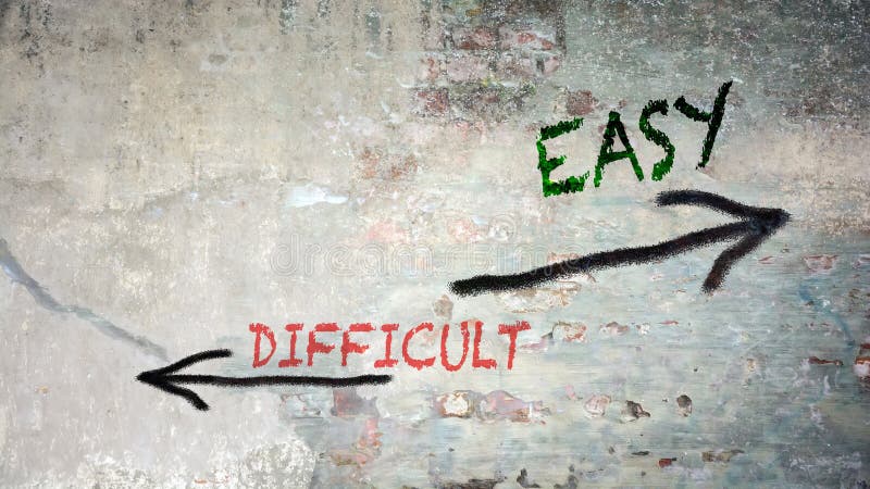 Street Sign To Easy Versus Difficult Stock Image - Image of decision ...