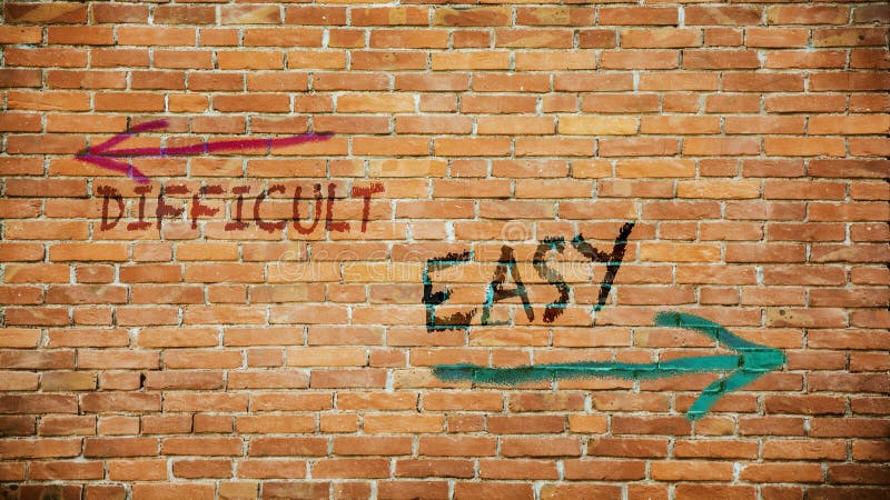 Street Sign To Easy Versus Difficult Stock Image - Image of signpost ...
