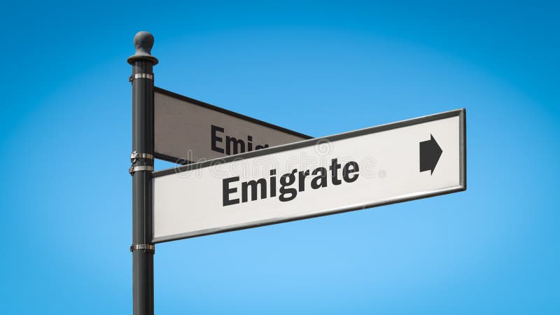 Street Sign to Emigrate stock image. Image of faraway - 169793253