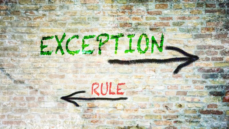 Street Sign To Exception Versus Rule Stock Image - Image of opportunity ...