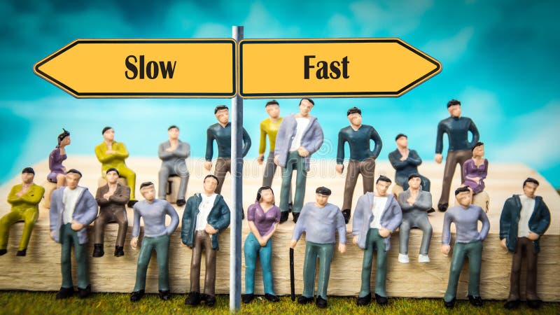 Street Sign To Fast Versus Slow Stock Photo - Image of wifi, rate ...