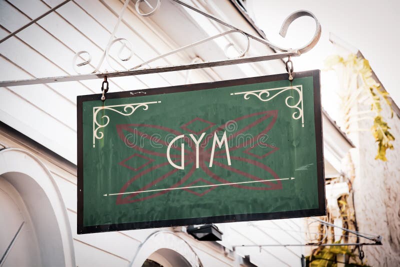 Street Sign to Gym stock photo. Image of court, muscle - 152708008
