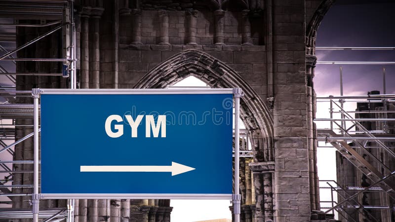 Street Sign to Gym stock photo. Image of fitness, shield - 159956974