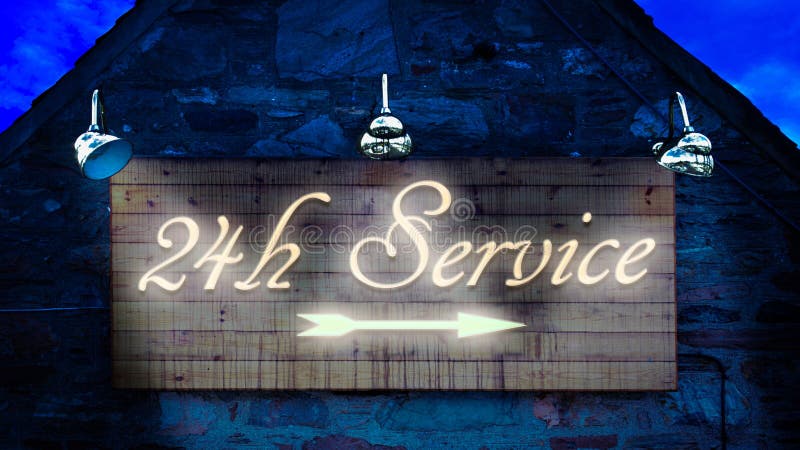 Street Sign to 24h Service stock photo. Image of expert - 256317766