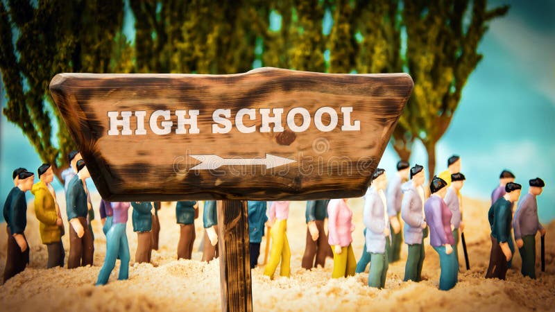 Street Sign to High School stock image. Image of senior - 155300949