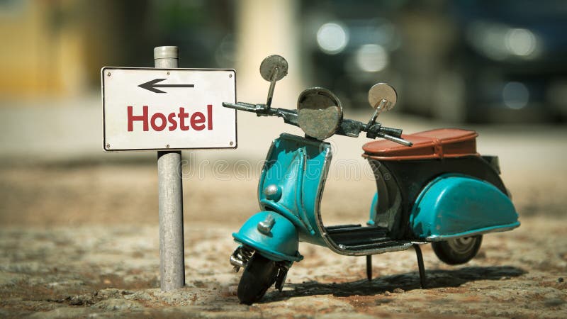Street Sign to Hostel stock photo. Image of cheap, backpackers - 187343658