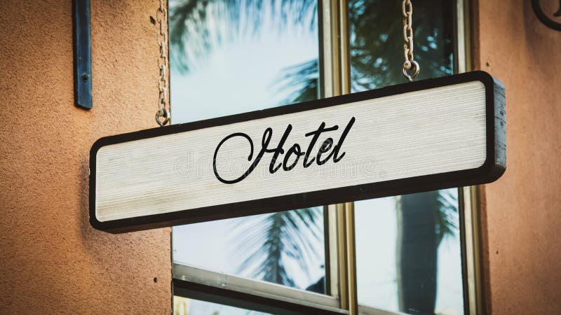Street Sign to Hotel stock photo. Image of room, signpost - 151170032