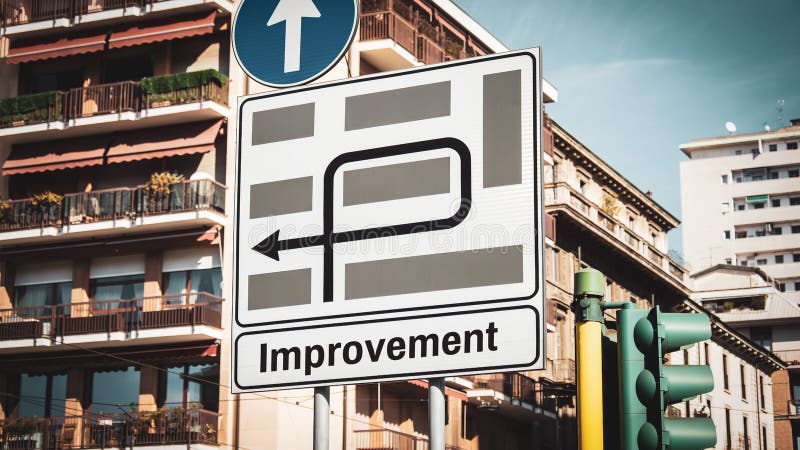 Street Sign to Improvement stock image. Image of direction - 172344107