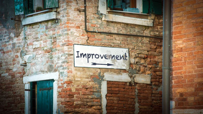 Street Sign to Improvement stock image. Image of direction - 180758623