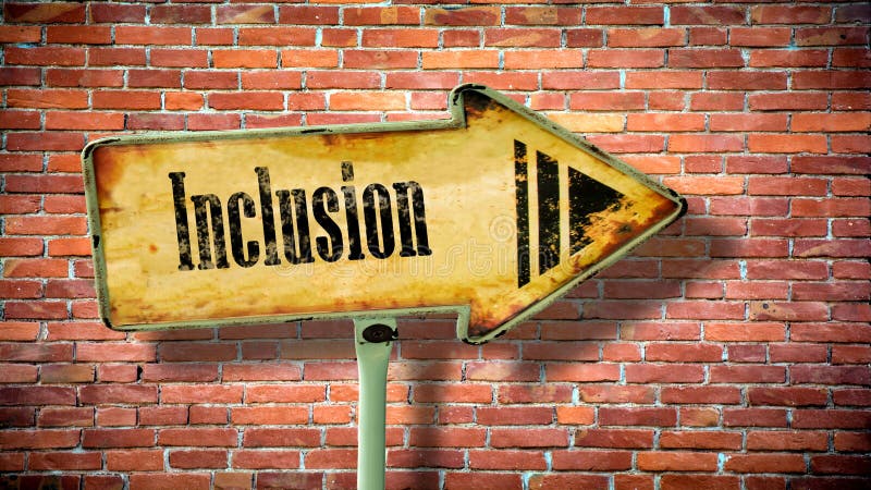 Street Sign to Inclusion stock image. Image of welcome - 149944849