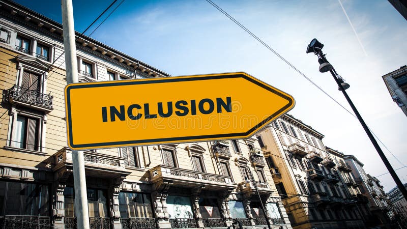 Street Sign to Inclusion stock photo. Image of signpost - 153536914