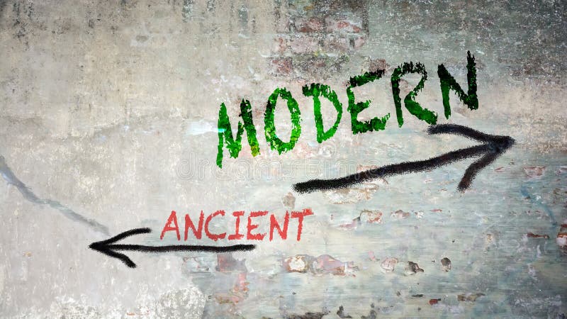Street Sign To Modern Versus Ancient Stock Photo - Image of ancient ...