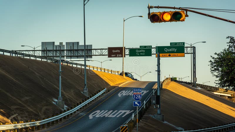 Street Sign to Quality stock image. Image of product - 201622223