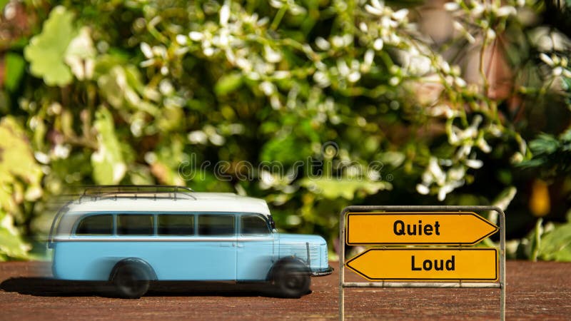 Street Sign To Quiet Versus Loud Stock Image - Image of silent, road ...