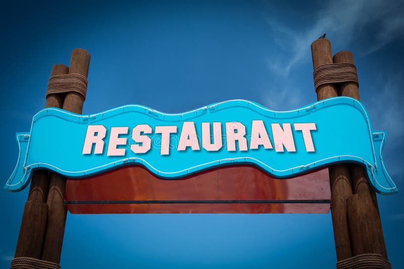 Street Sign to Restaurant stock image. Image of sign - 146998181