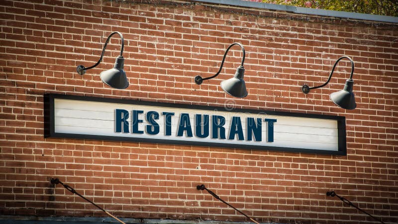 Street Sign to Restaurant stock image. Image of gourmet - 157455067