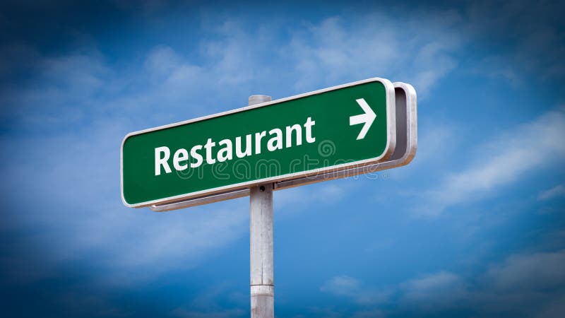 Street Sign to Restaurant stock photo. Image of eating - 188035648