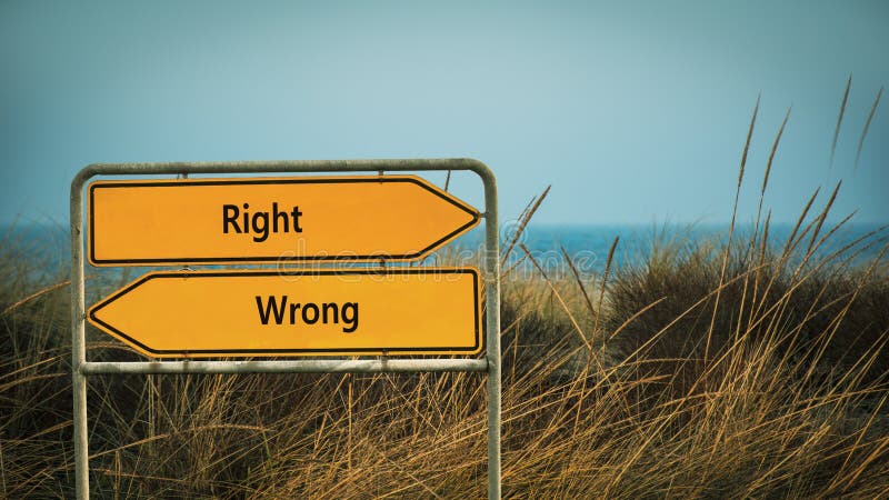 Street Sign To Right Versus Wrong Stock Photo - Image of wrong, false ...