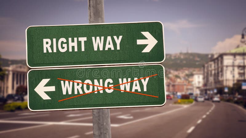 Right Way, Wrong Way Road Sign Stock Photo - Image of pole, guide: 19450098