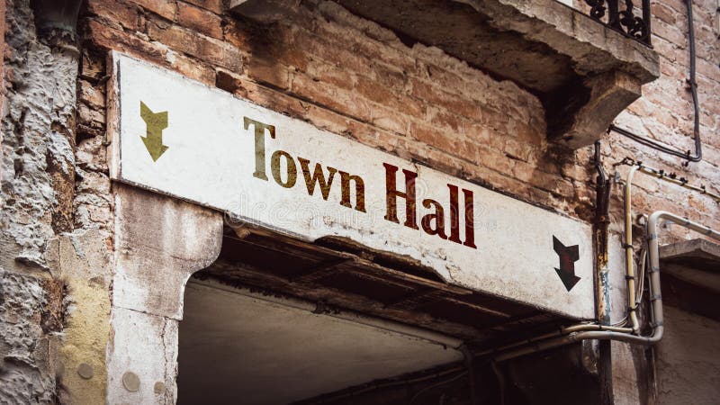 Street Sign to Town Hall stock image. Image of district - 175267643