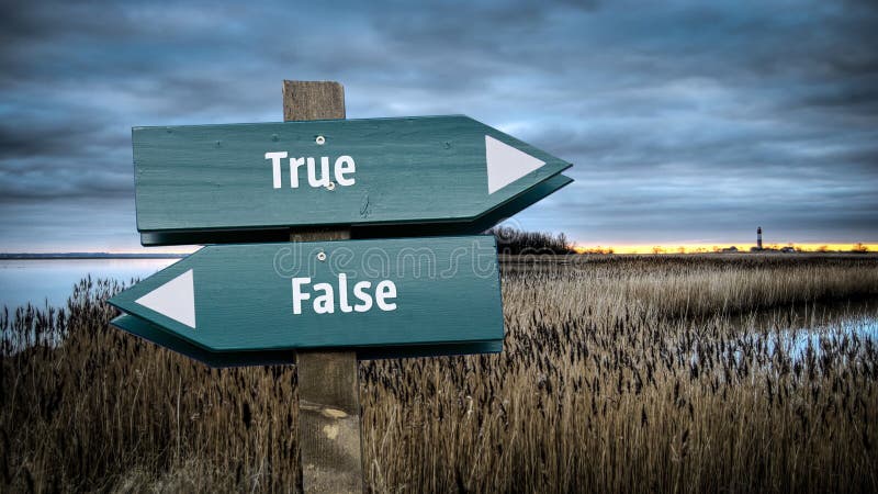 Street Sign True Versus False Stock Illustration - Illustration of ...
