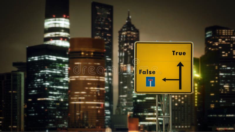 Street Sign True Versus False Stock Photo - Image of benefits, right ...
