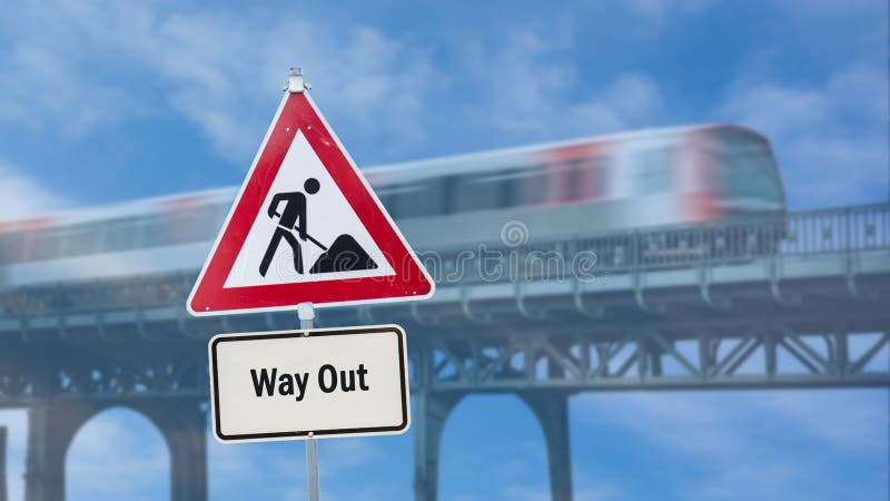 Street Sign WAY OUT stock image. Image of confidence - 224827117