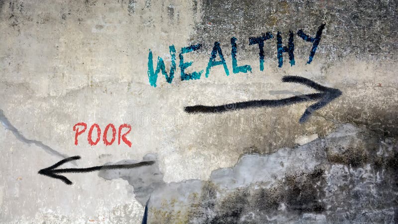 Street Sign Wealthy Versus Poor Stock Photo - Image of shortage ...