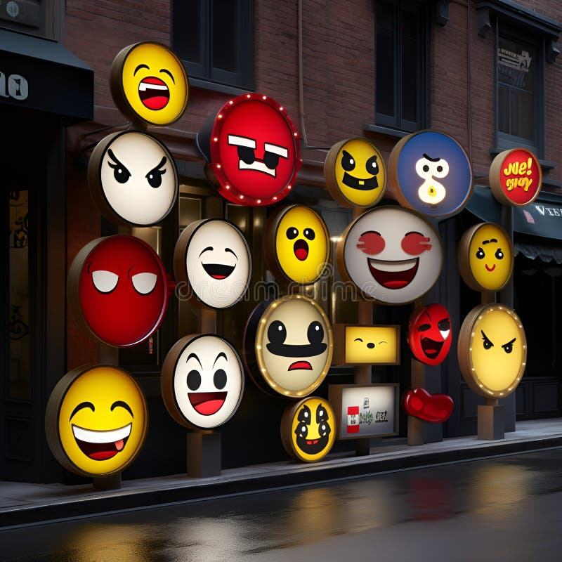 Street Signposts Infused with Expressive Emojis Stock Illustration ...