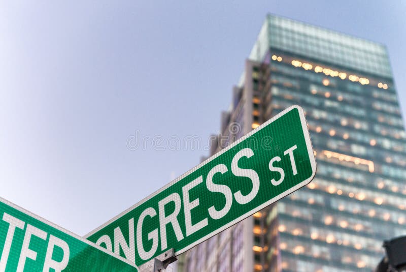 Street Signs and Buildings of Boston, MA Stock Photo - Image of urban ...