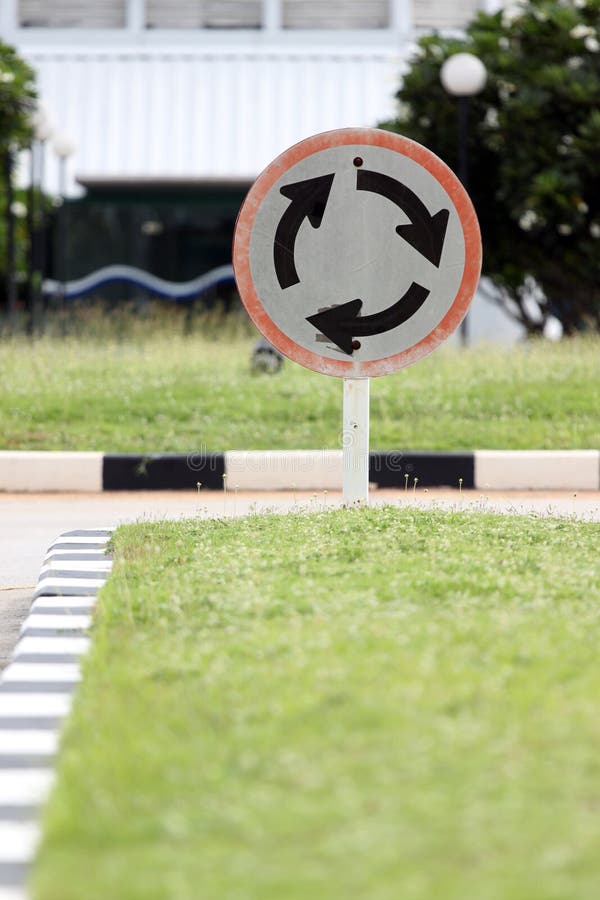 Street signs roundabout. stock image. Image of yellow - 32583675