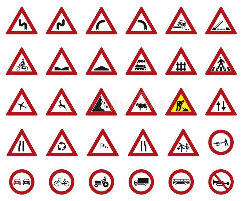 Street Signs set, 30 Signs stock illustration. Illustration of signs ...