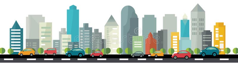 Street of Skyscraper Buildings Background Vector Illustration Stock ...