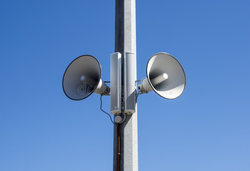 Street Speakers in Blue Sky Stock Image - Image of speaker, blue: 40804773