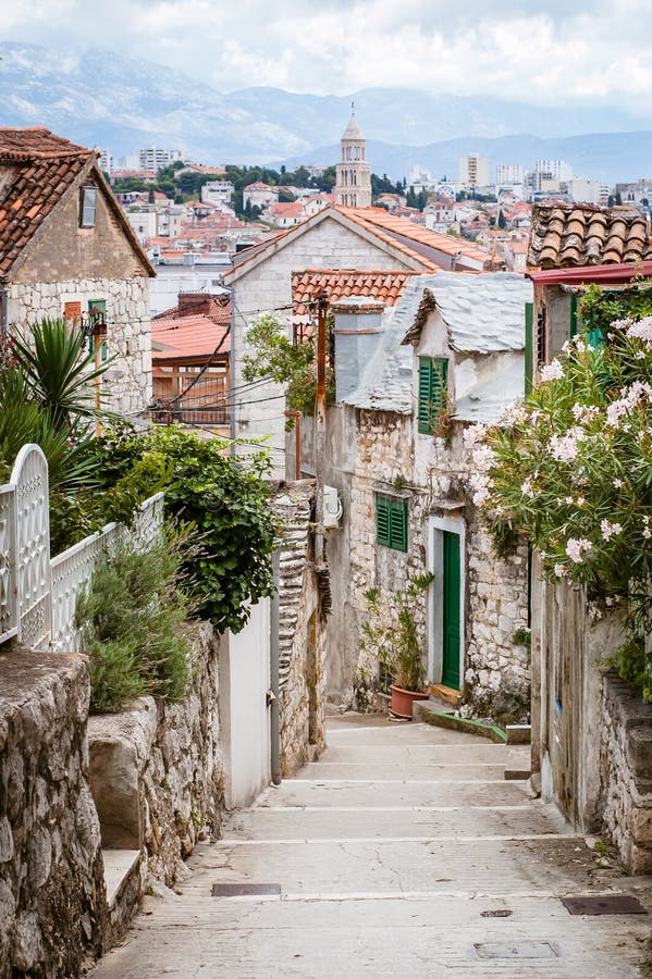 Street of Split, Croatia stock image. Image of lightened - 7569261