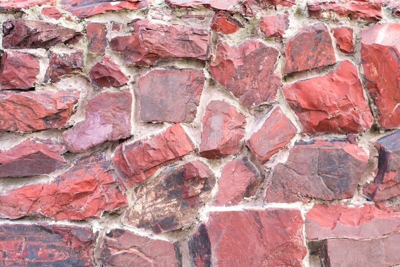 Street Stone Wall of Red Cobblestone Stock Image - Image of retro ...