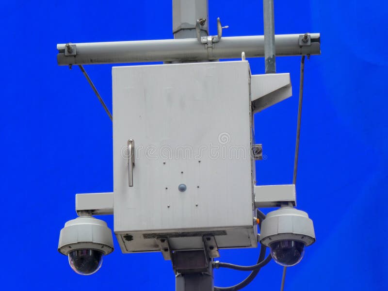 Street Surveillance Cameras on a Pole Stock Photo - Image of modern ...