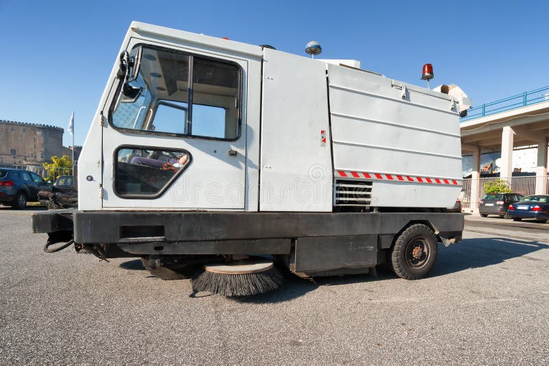 Sweeper Cleaning the Road with Broom Stock Photo - Image of abstract ...
