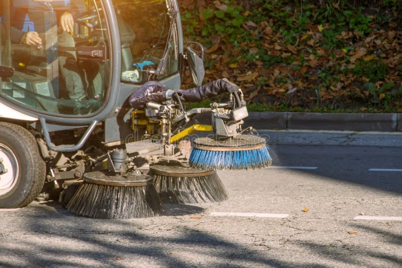 Street Sweeper Machine Cleaning. Concept Clean from Debris Stock Photo ...