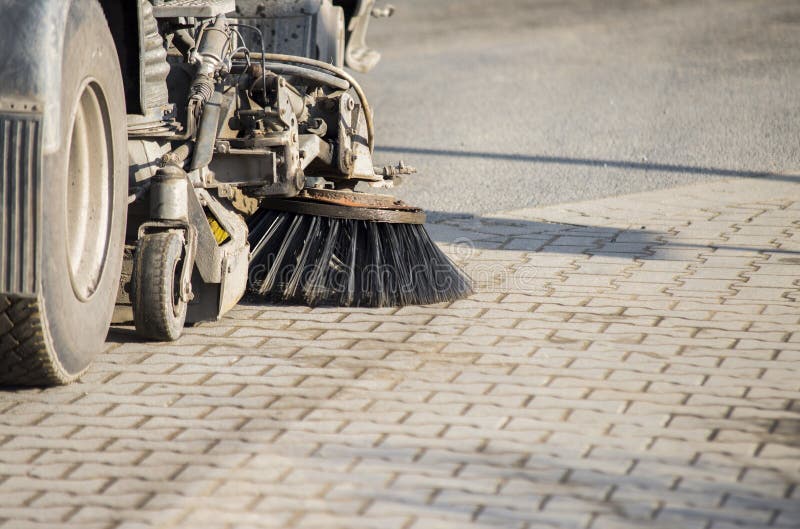 Street Sweeper Machine Cleaning the Street Stock Photo - Image of ...