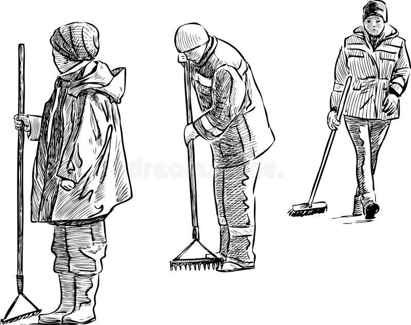 Sweeper stock vector. Illustration of drawn, dustman - 31689268