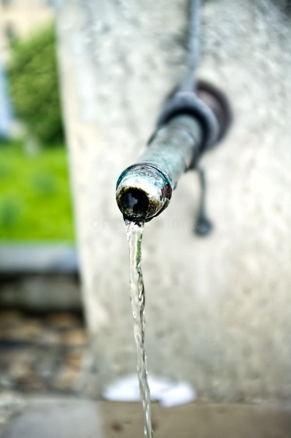 Street Tap with Running Water Stock Image - Image of brass, outside ...