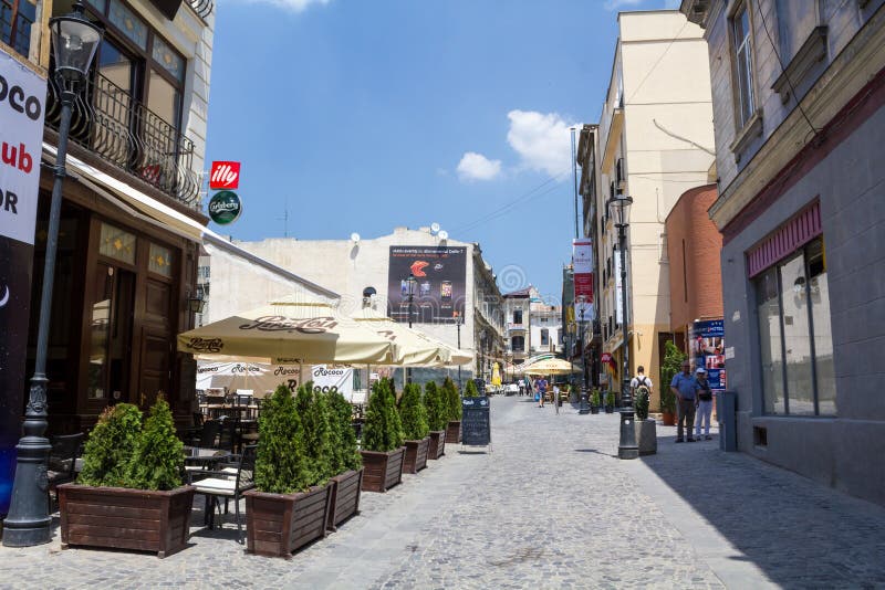 Street with terraces editorial stock photo. Image of street - 25390758
