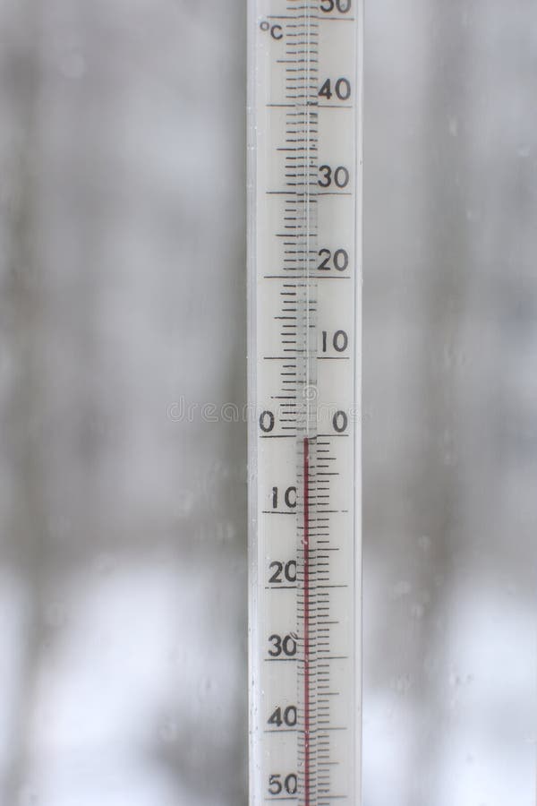 Street Thermometer Outside the Window. Which Shows Zero Degrees Celsius ...