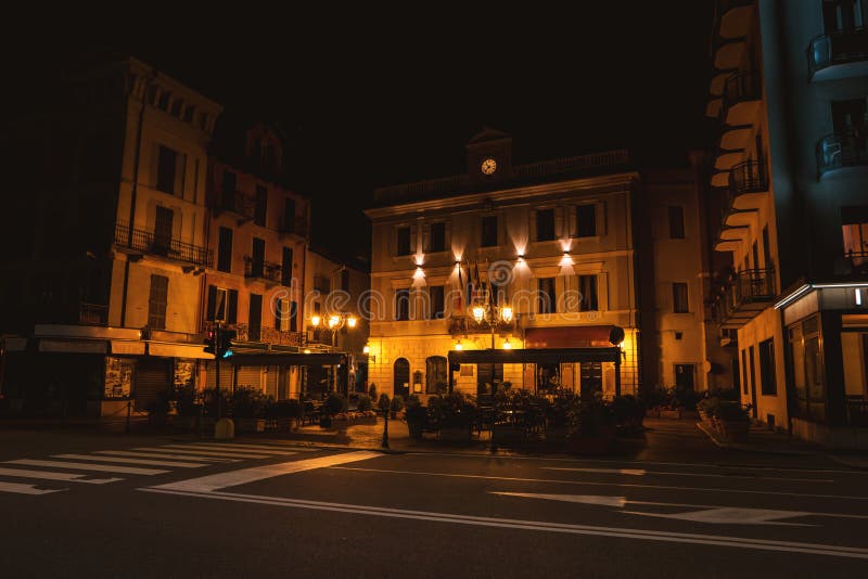 Street of town at night. stock image. Image of beautiful - 85202025