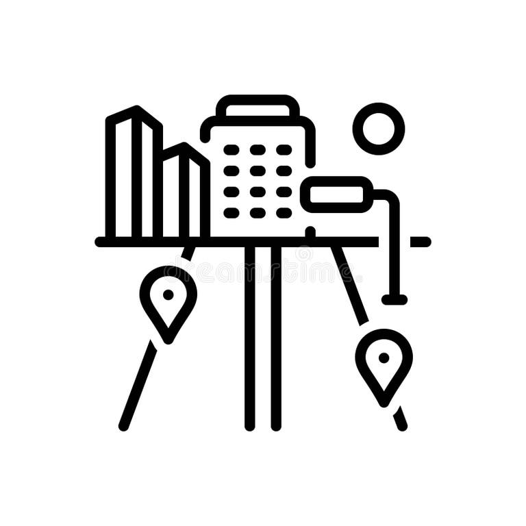 Black Line Icon for Street Tracing, Street and Pathway Stock ...