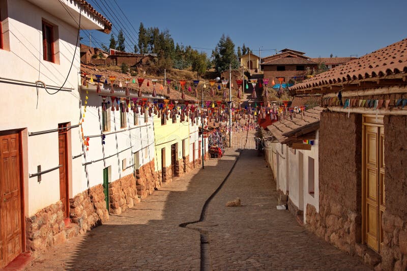 Street of Traditional Peruvian Village Stock Image - Image of ...