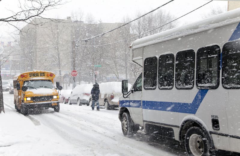 Street Traffic during Snow Storm in New York Editorial Image - Image of ...